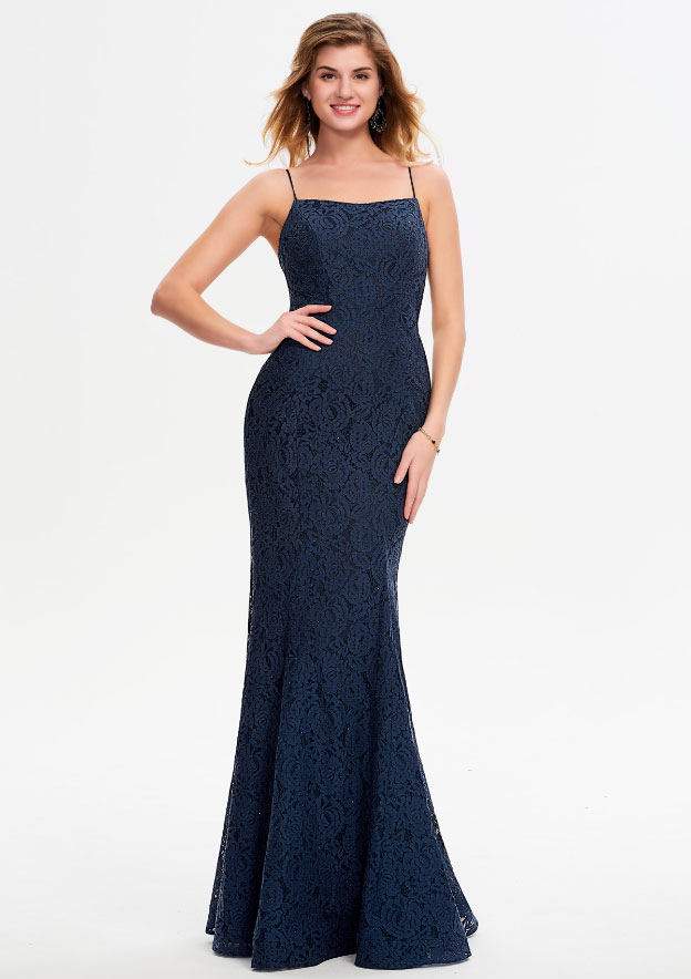 Trumpet/Mermaid Square Neckline Lace Long/Floor-Length Prom Dress ...