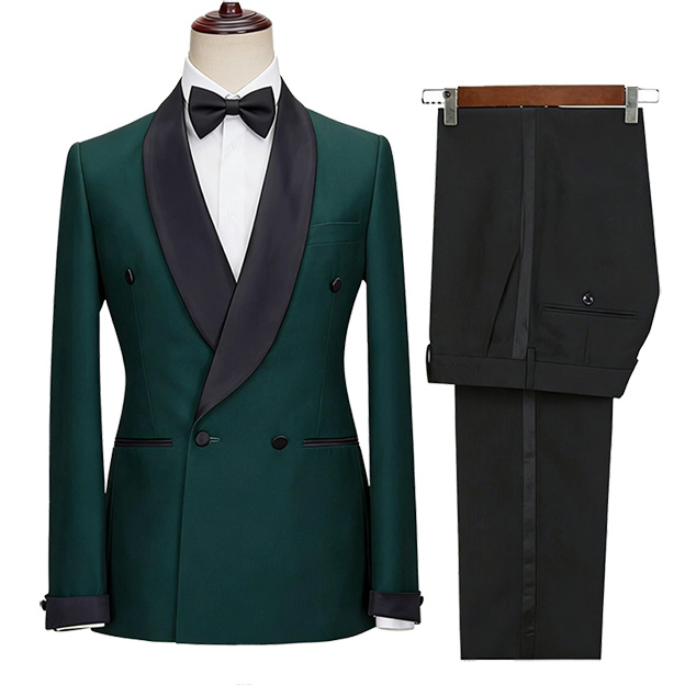 Shawl Lapel Double-breasted 2 Piece Men's Prom Suit with Piping S1107S ...